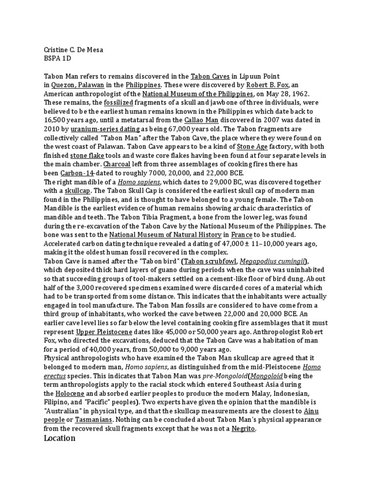 Tabon Man | PDF | Nature