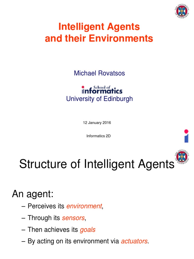 Intelligent Agents and Their Environments: Michael Rovatsos | PDF ...