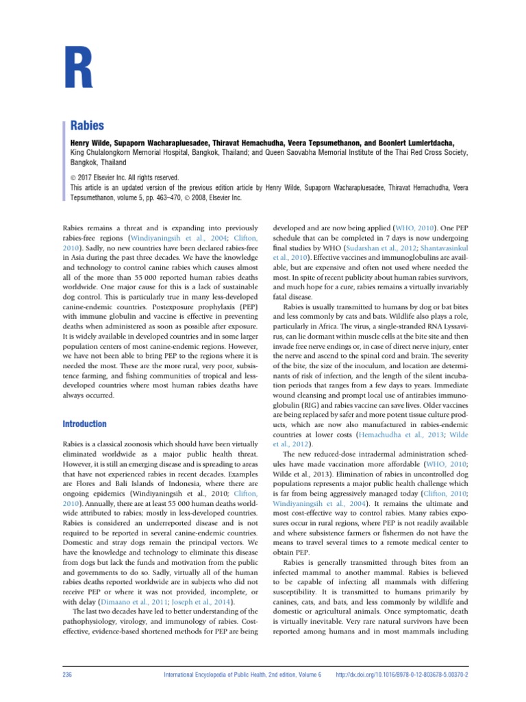 Wilde 2017 | PDF | Rabies | Injection (Medicine)