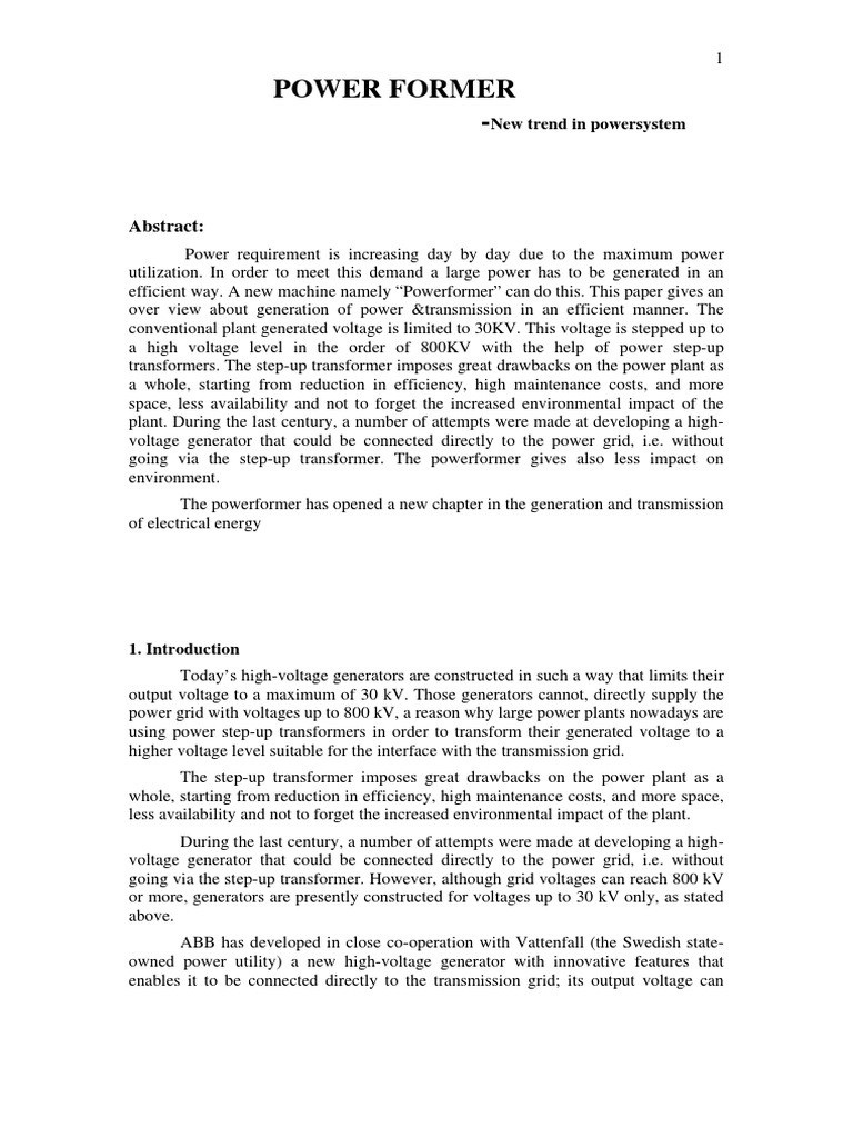 Powerformer: Revolutionizing Power Generation | PDF | Electric Power ...