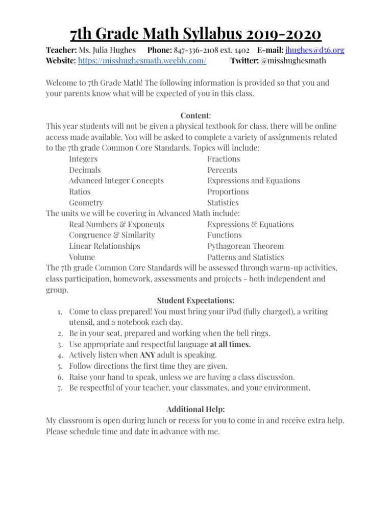 2019 - 2020 Syllabus | PDF | Homework | Educational Assessment