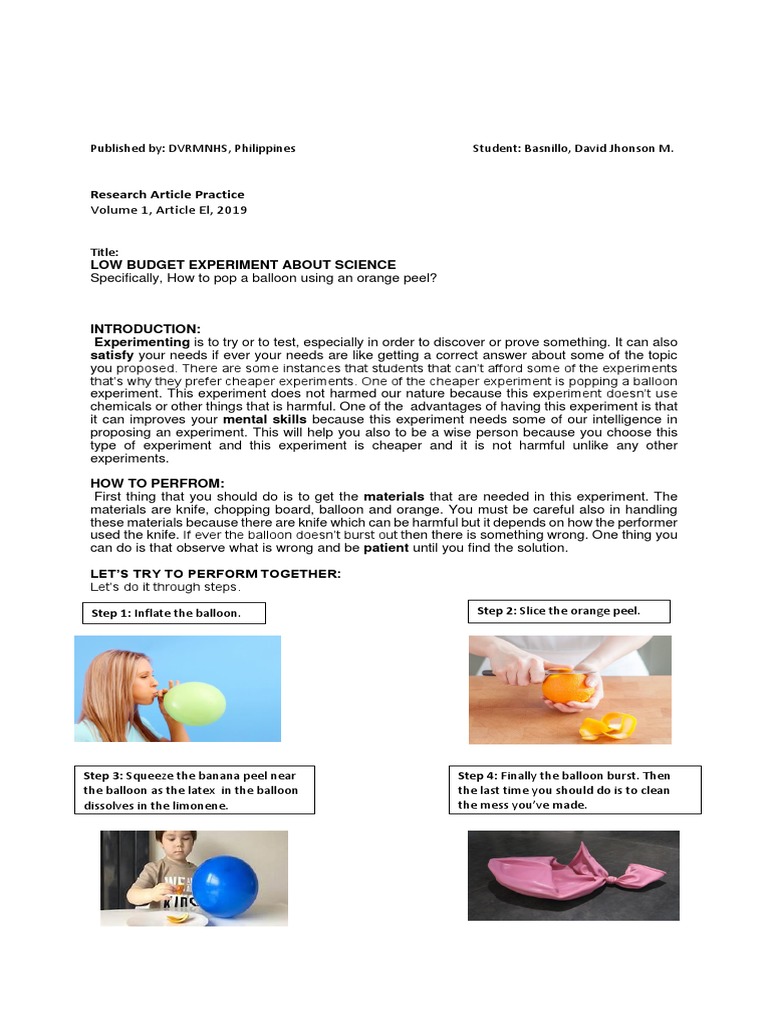 Reasearch Article | PDF | Balloon | Experiment