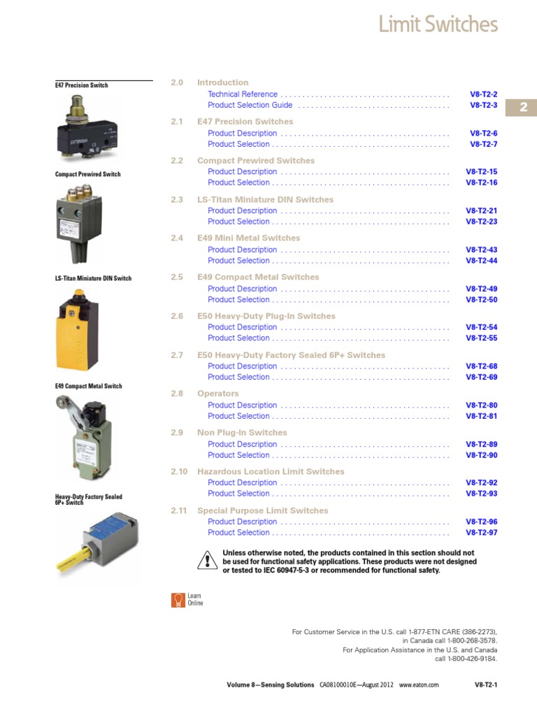 E47 Precision Switch: V8-T2-2 V8-T2-3 | PDF | Switch | Electrical Connector