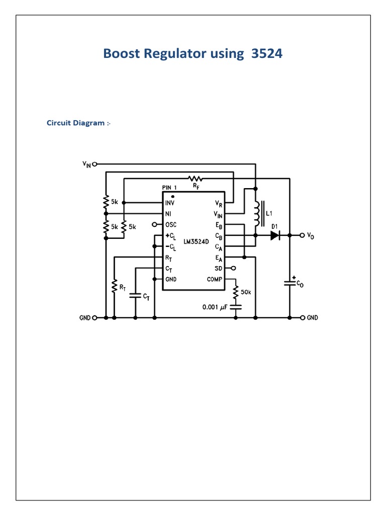 Boost Regulator Using 3524: Circuit Diagram | PDF | Computers