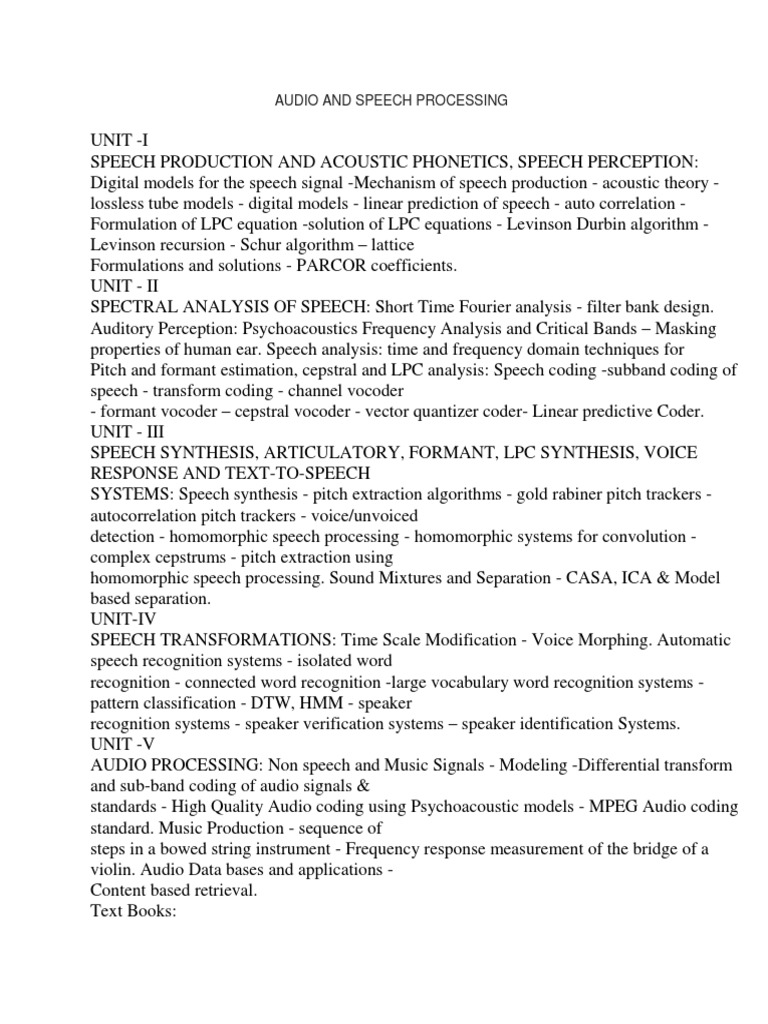 Speech Processing | PDF | Signal Processing | Algorithms