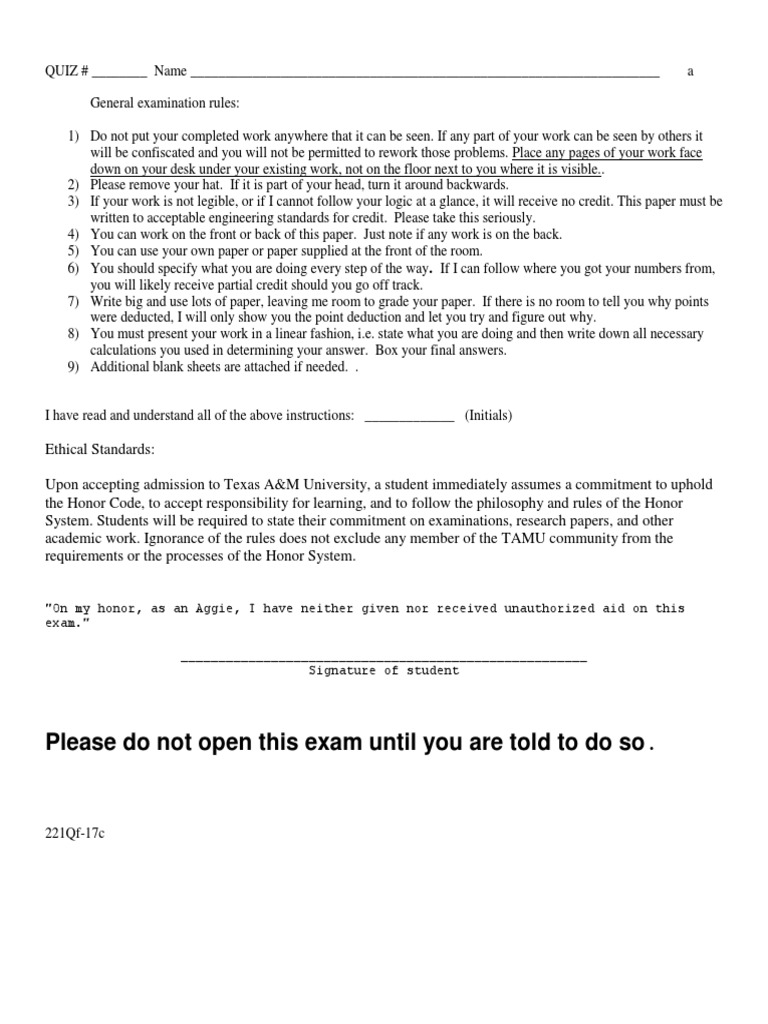 Please Do Not Open This Exam Until You Are Told To Do So | PDF ...