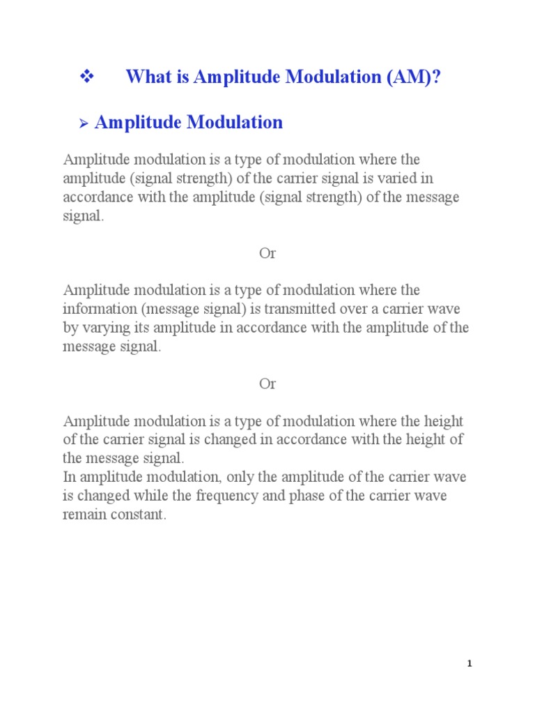 What Is Amplitude Modulation | PDF | Frequency Modulation | Modulation