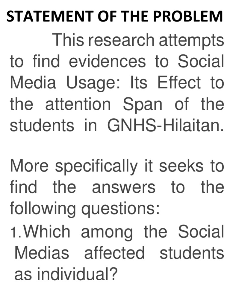 Statement of The Problem | PDF