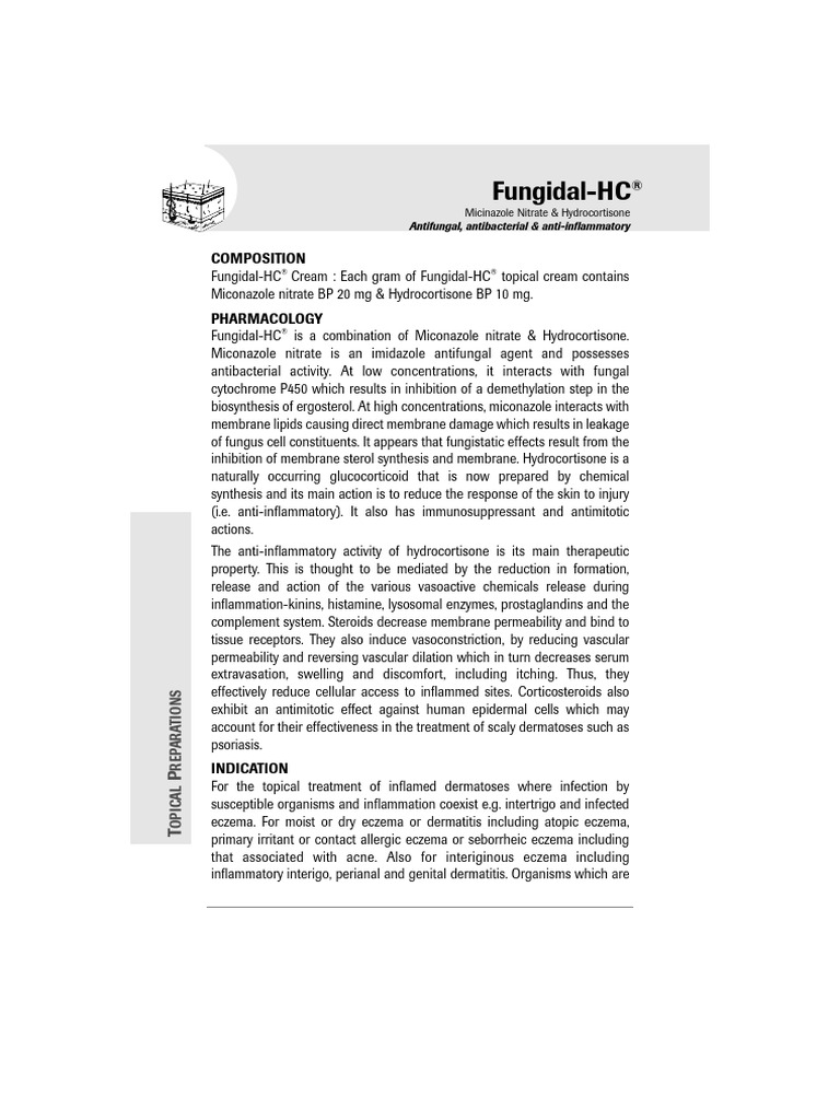 Fungidal HC | Download Free PDF | Dermatitis | Corticosteroid
