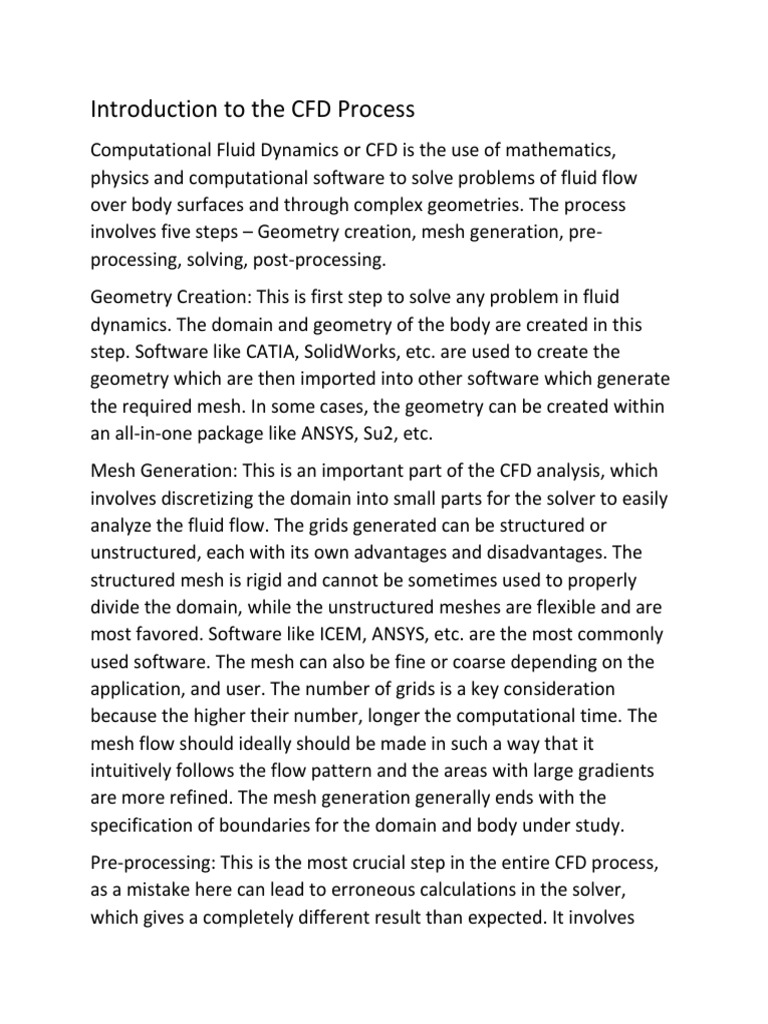 Introduction To The CFD Process | PDF | Computational Fluid Dynamics ...