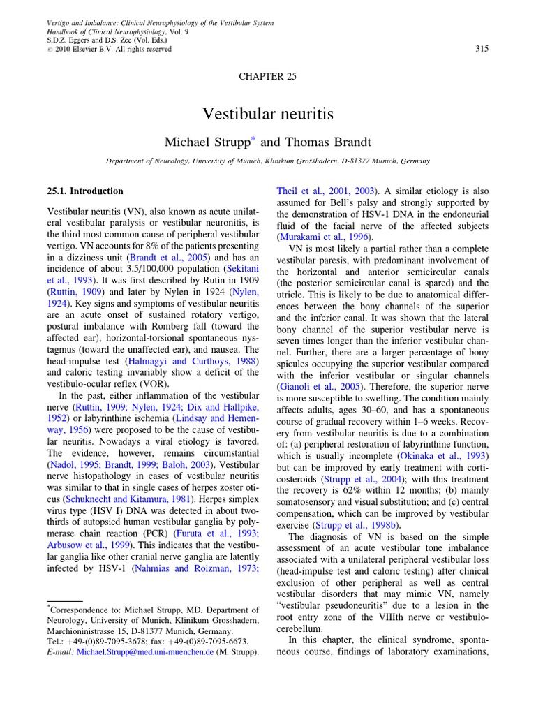 Neuronitis Vestibular PDF | PDF | Vertigo | Vestibular System
