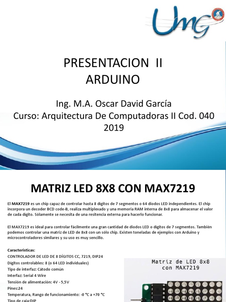 Control de Matriz LED 8x8 con MAX7219 | PDF | Diodo emisor de luz | Unidad Central de procesamiento