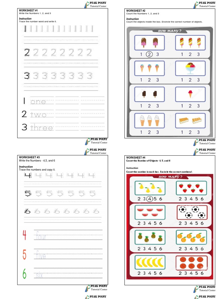 Instruction Instruction: Write The Numbers 1, 2, and 3 Count The ...