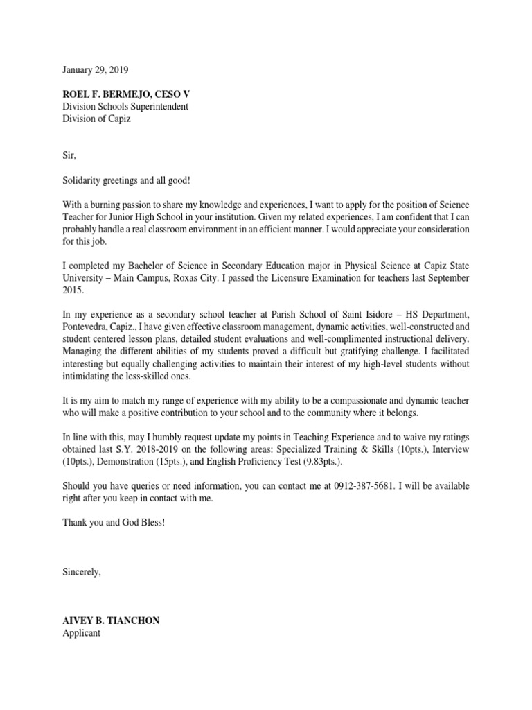 Sample Letter | PDF | Classroom Management | Teachers