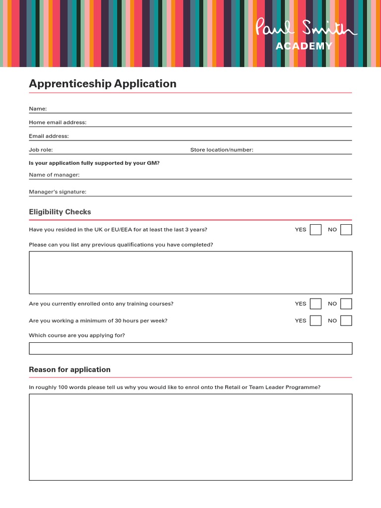 Apprentice Application Form 000322 | PDF