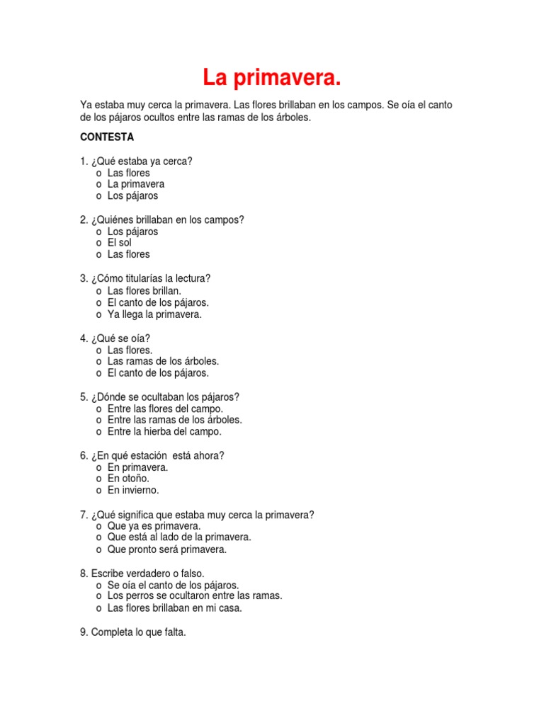 La llegada de la primavera en primaria | PDF | Deportes | Ocio