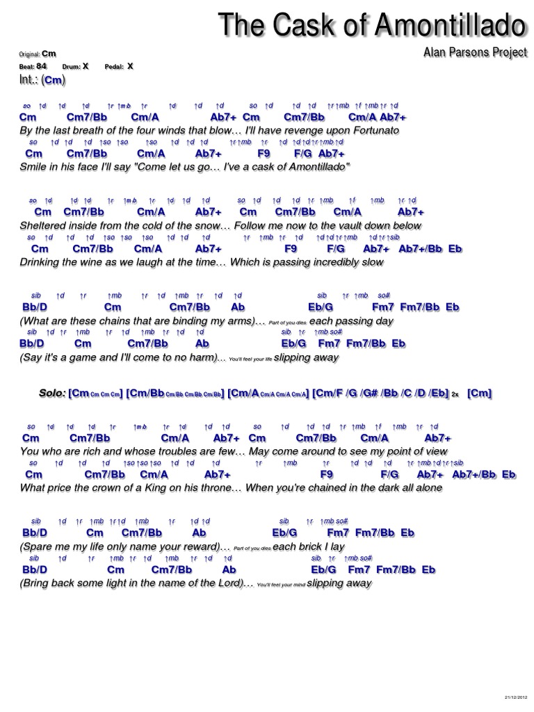 Alan Parsons Project - The Cask of Amontillado | PDF | Horror Short ...