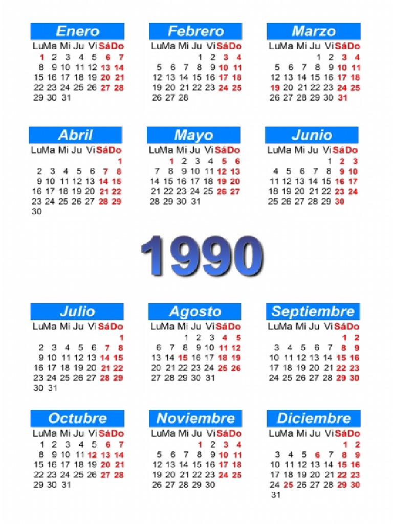 Calendario 1990 | PDF