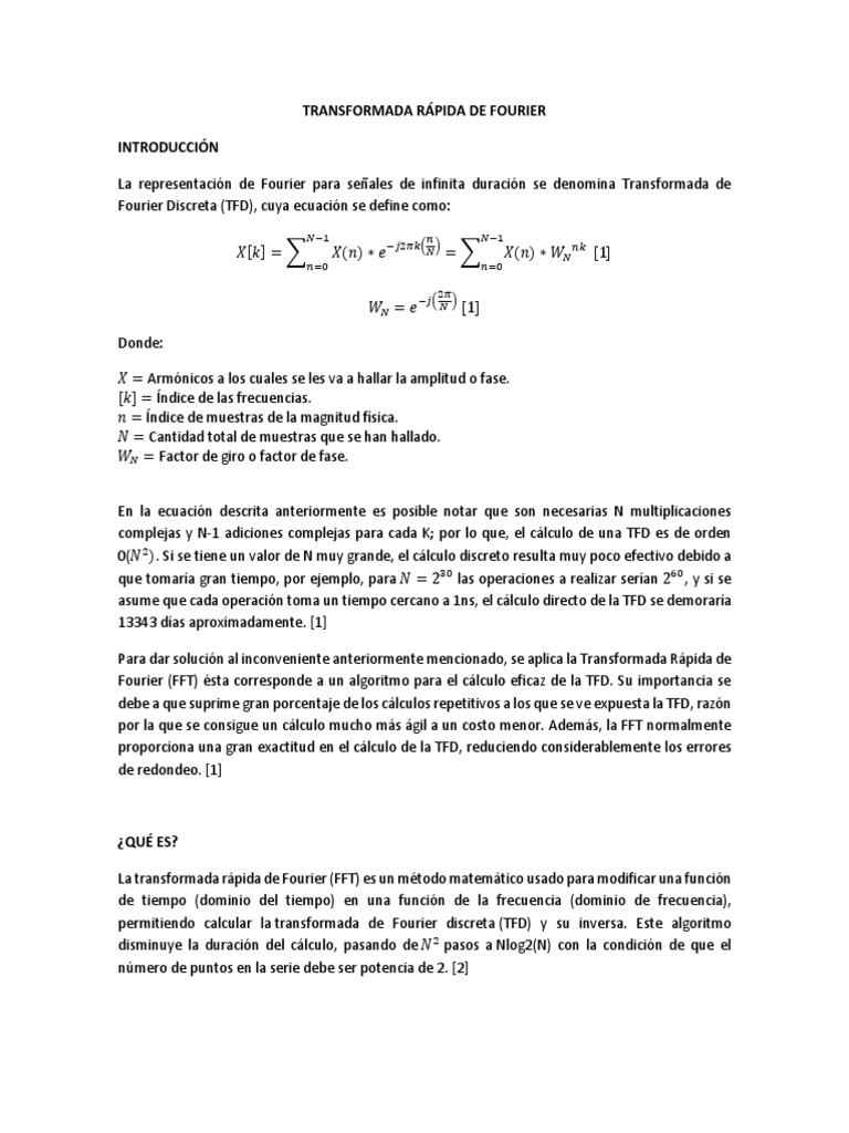 Transformada Rápida de Fourier | PDF | Transformada rápida de Fourier ...