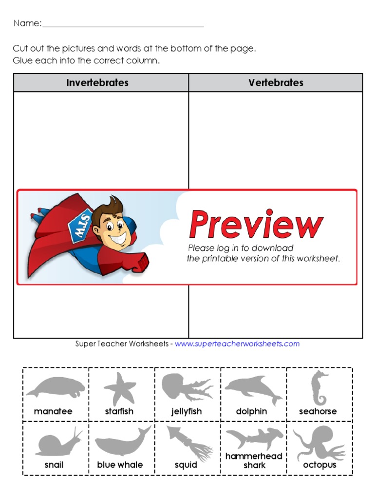 Cut Out Invertebrates Vertebrates | PDF | Language Arts & Discipline