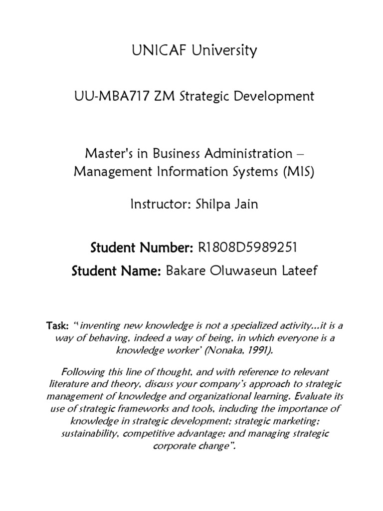 Strategic Knowledge Management And Organisational Learning Pdf