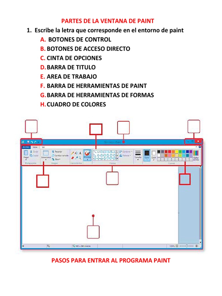 Partes de La Ventana de Paint Segundo Actividad | PDF