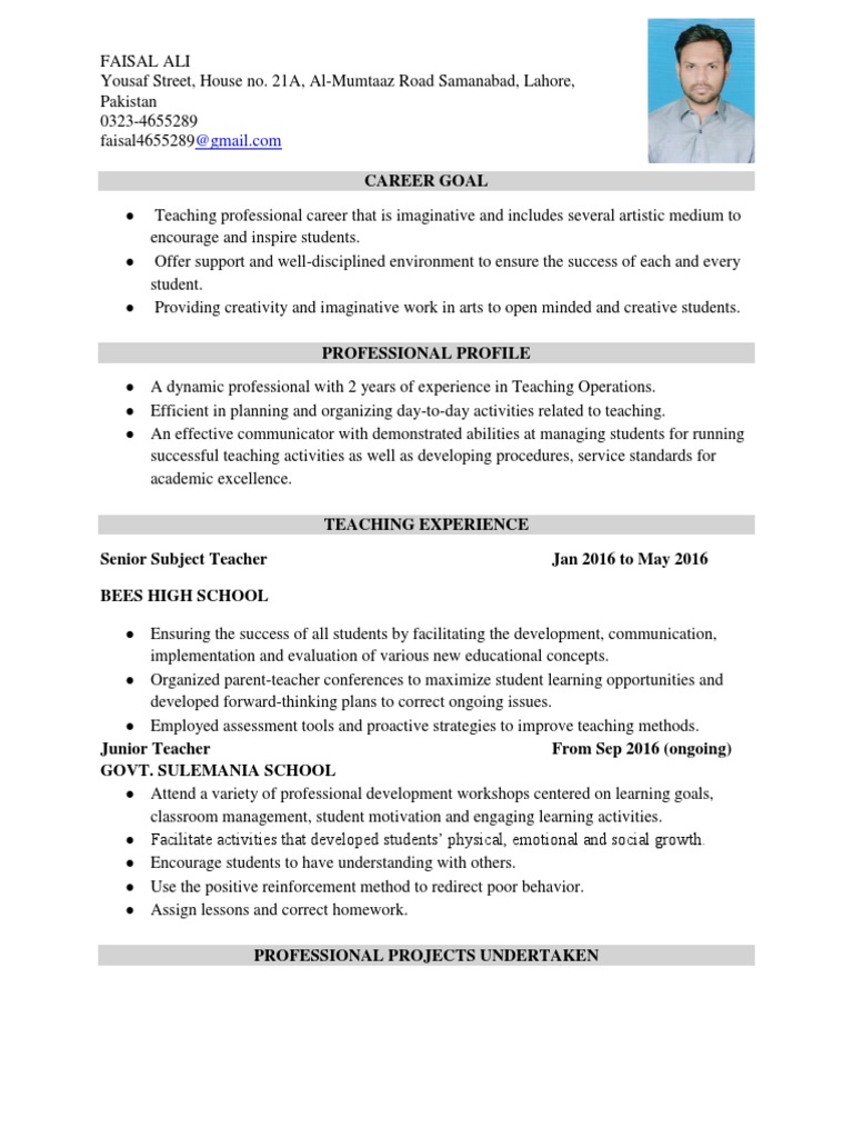 Faisal CV New | PDF | Creativity | Teaching Method