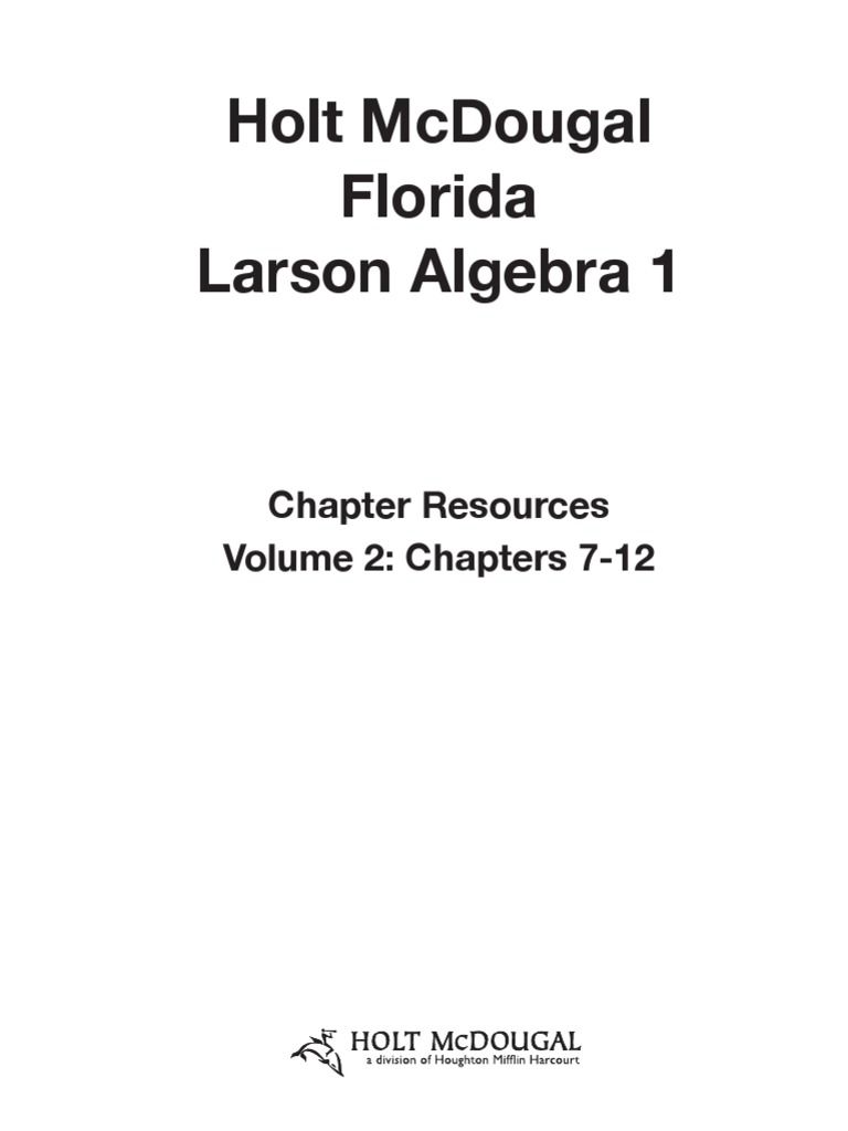 Holt McDougal Florida Larson Algebra 1 PDF | PDF | Quadratic Equation ...