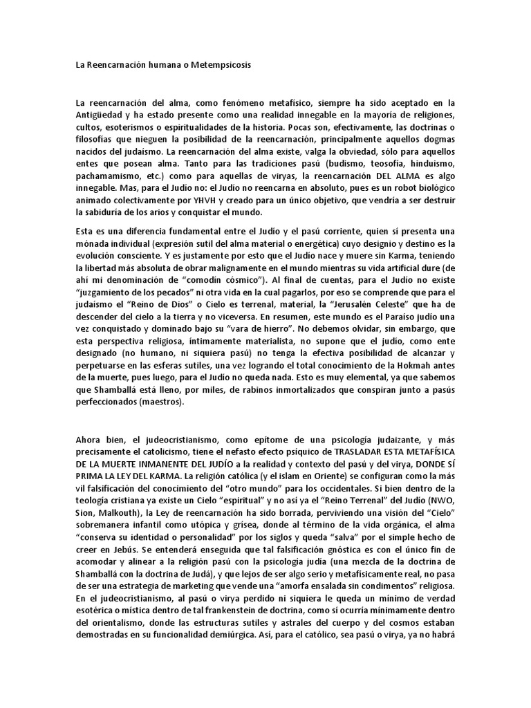 La Reencarnación Humana o Metempsicosis | PDF | Reencarnación | Evolución