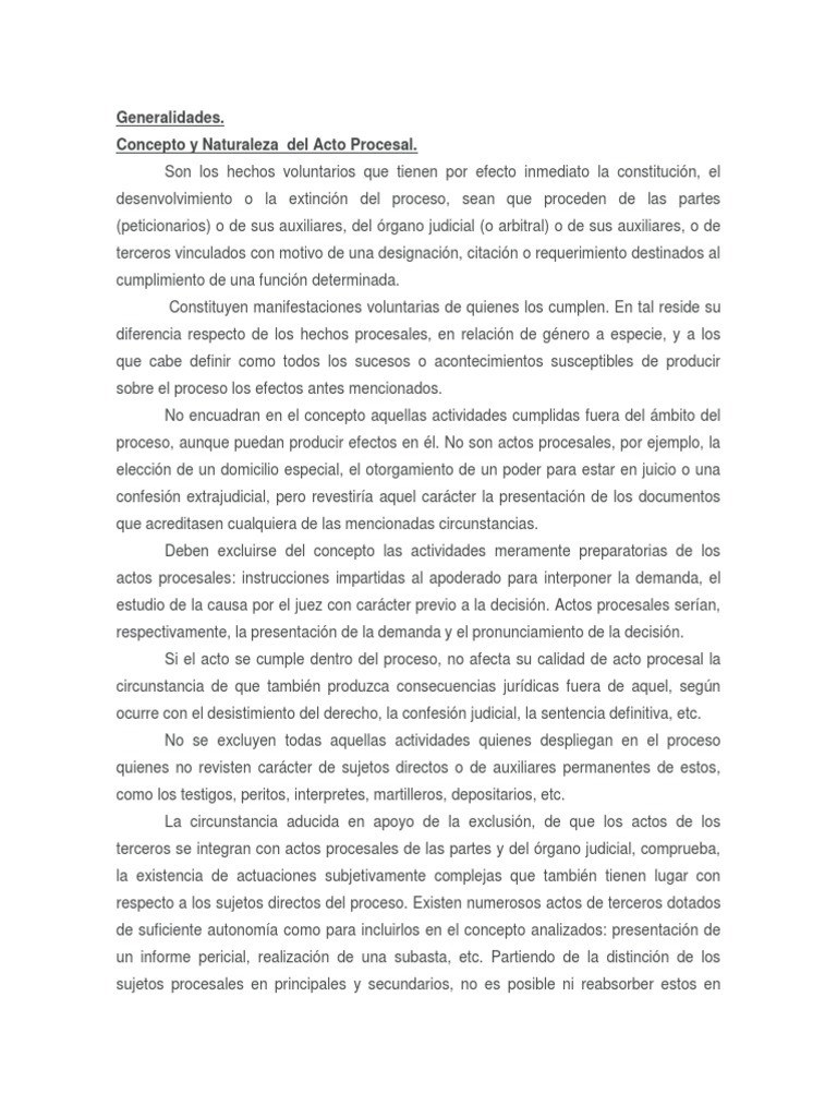 Actos Procesales: Concepto y Clasificación | PDF | Instrumento jurídico ...