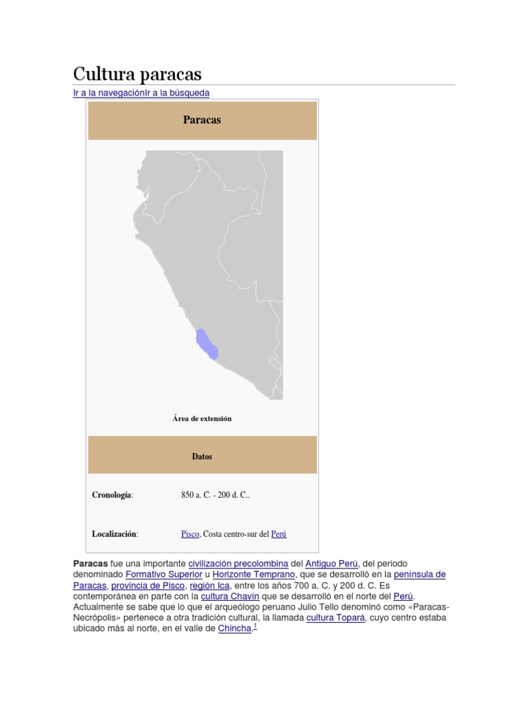 Cultura Paracas: Ubicación y Entierros | PDF | Cultura (general)