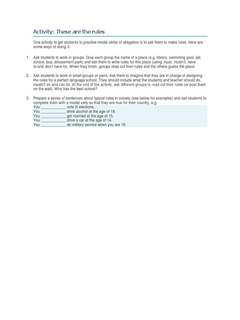 Modal Verbs Activities | PDF | Syntax | Syntactic Relationships
