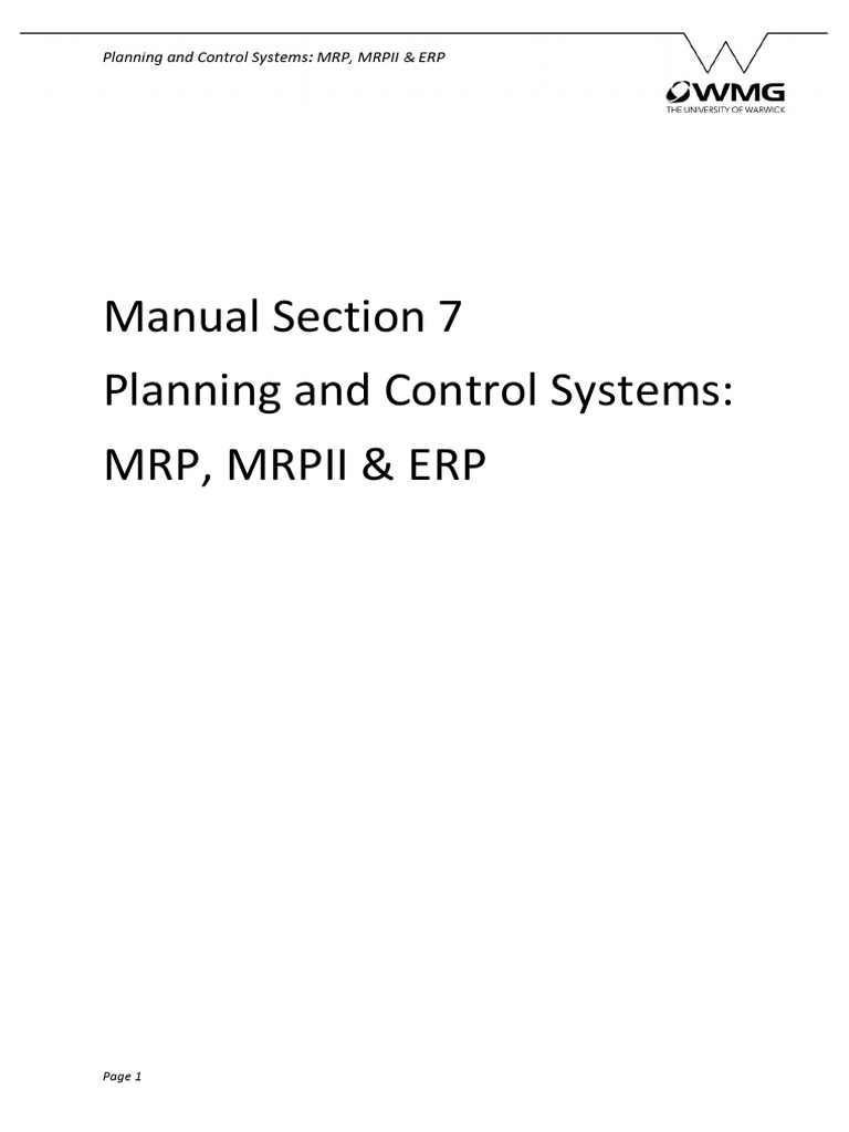 7 Planning Control | PDF | Enterprise Resource Planning | Production ...
