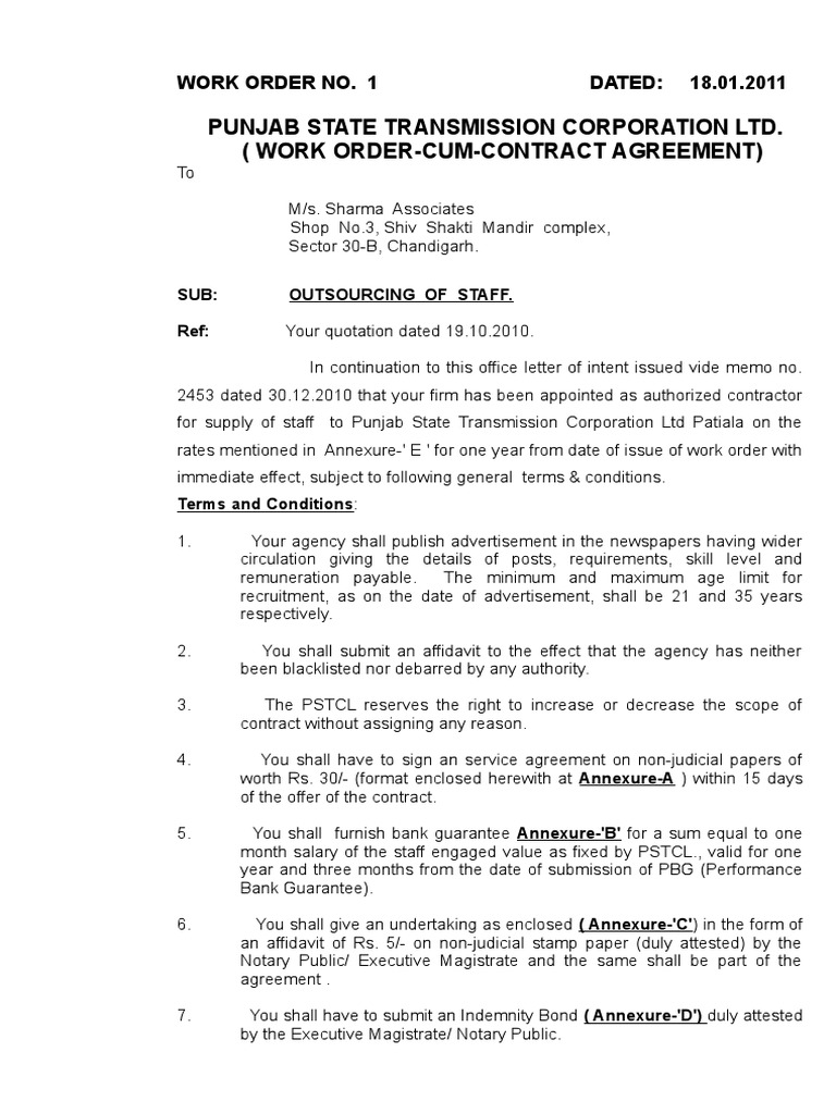 Work Order Outsourcing | PDF | Guarantee | Damages