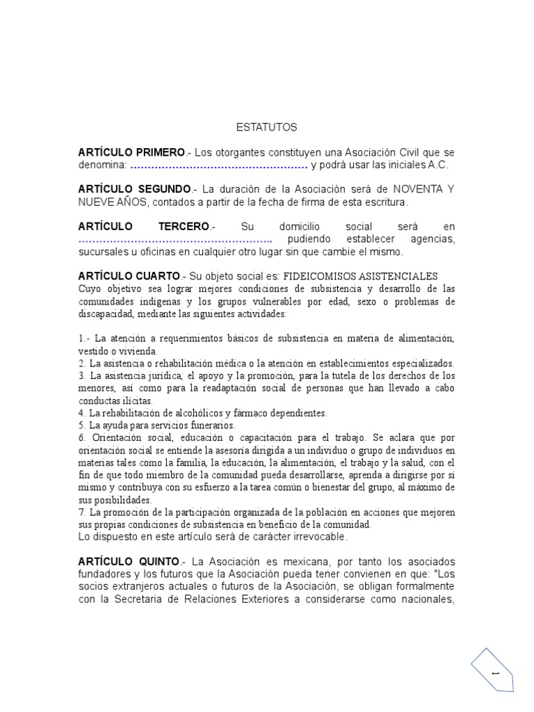 Estatutos De Asociacion Civil Pdf Donación Gobierno