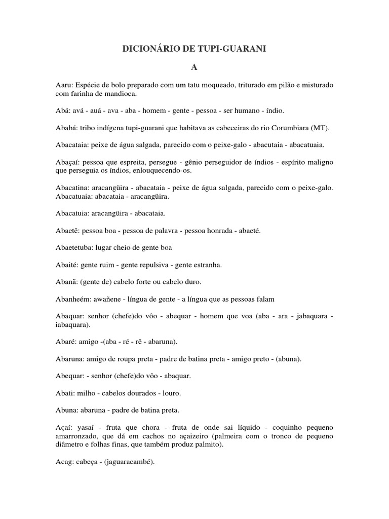 Dicionario de Tupi PDF | PDF