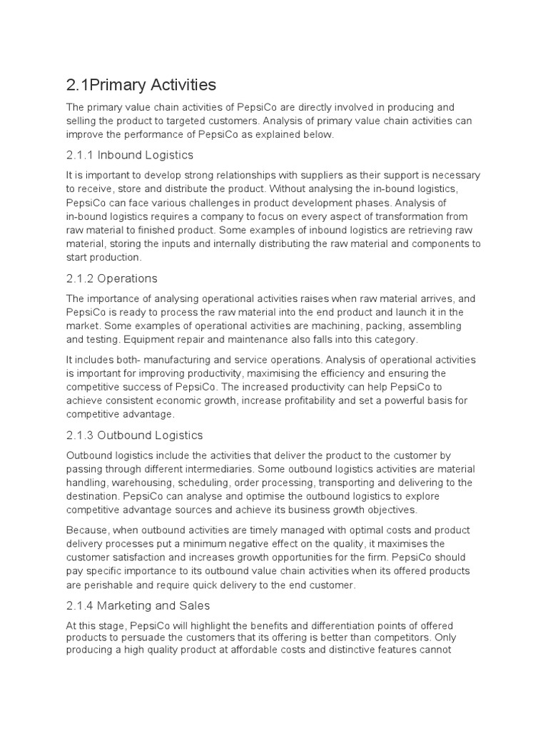 Value Chain of PepsiCo | PDF | Logistics | Value Chain