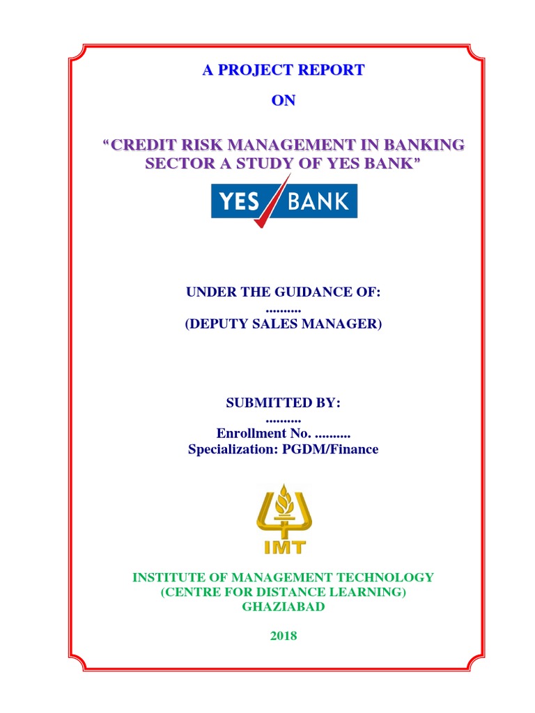 Credit Risk Management in Banking Sector A Study of Yes Bank | PDF ...