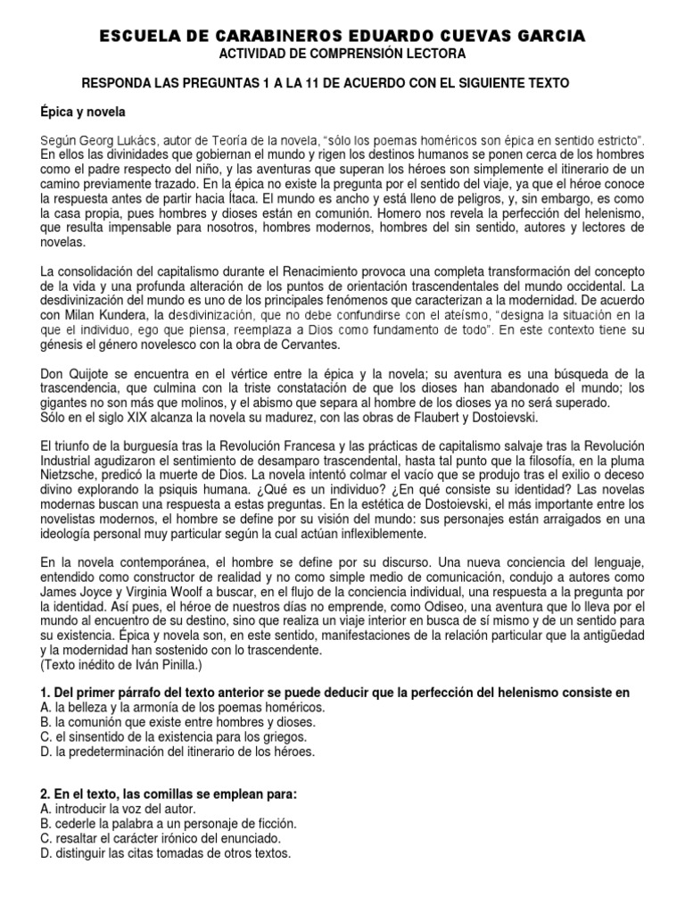 Épica y novela: evolución literaria | PDF | Poesía épica | Novelas