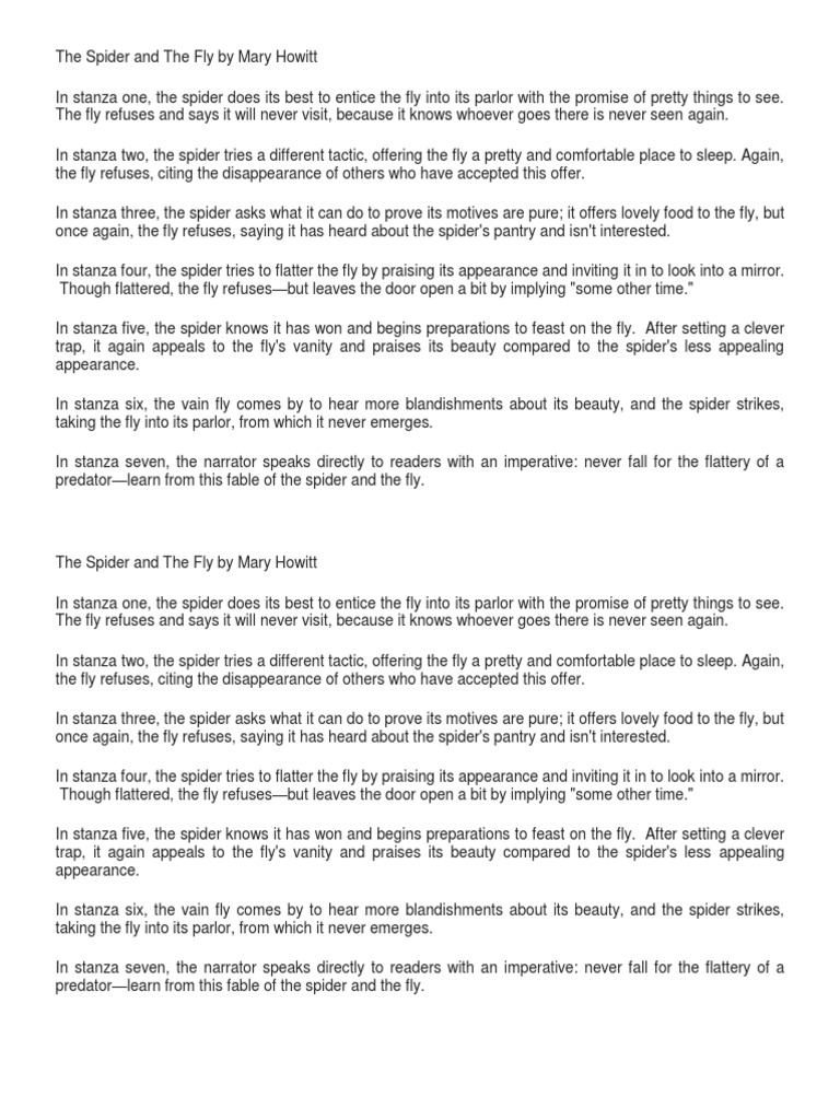 The Spider and The Fly by Mary Howitt | PDF