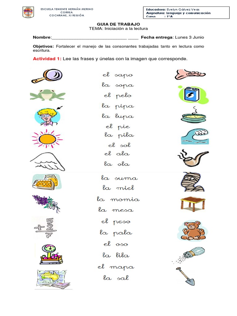 Guia Consonantes M P L S T | PDF