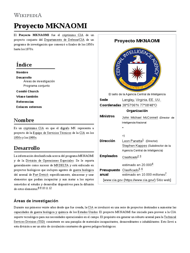 Proyecto MKNAOMI | PDF | Seguridad nacional | Agencias del gobierno de ...