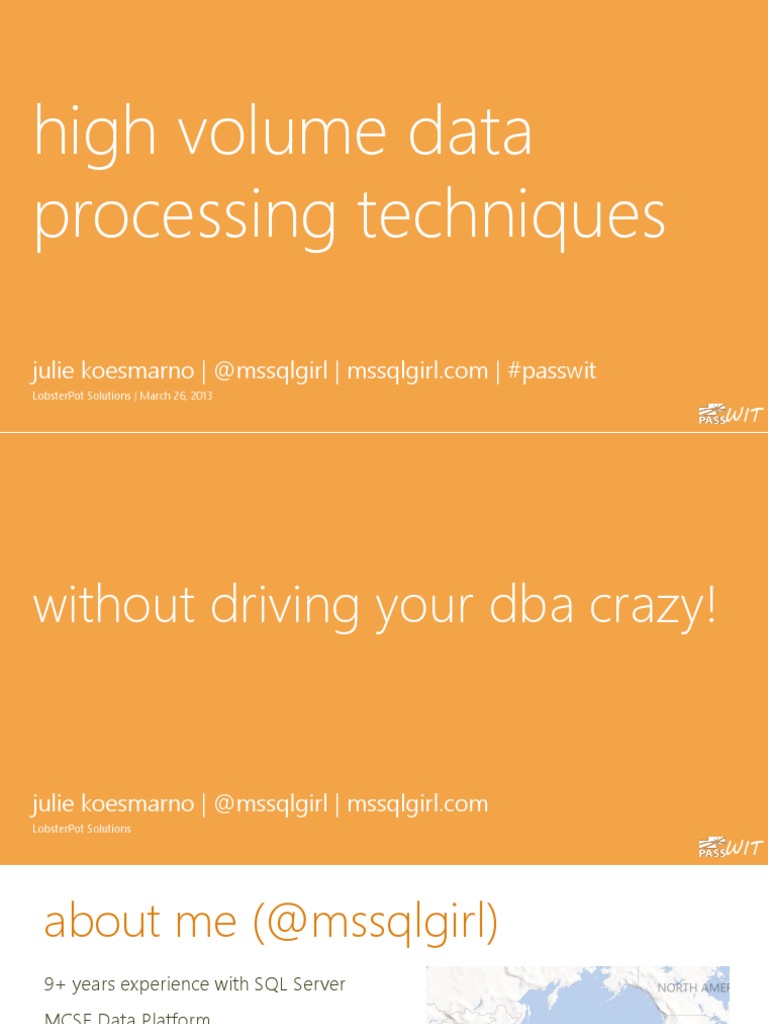 High Volume Data Processing Techniques: Lobsterpot Solutions - March 26 ...