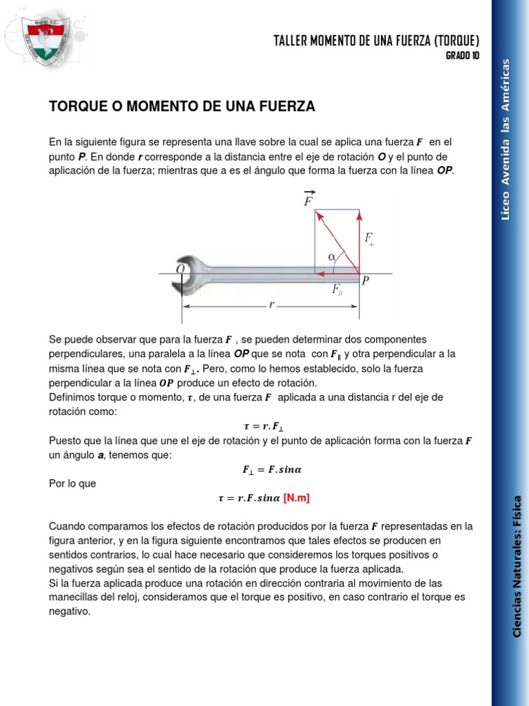 Taller Torque (2da Condición de Equilibrio) | PDF | Rotación | Esfuerzo de torsión