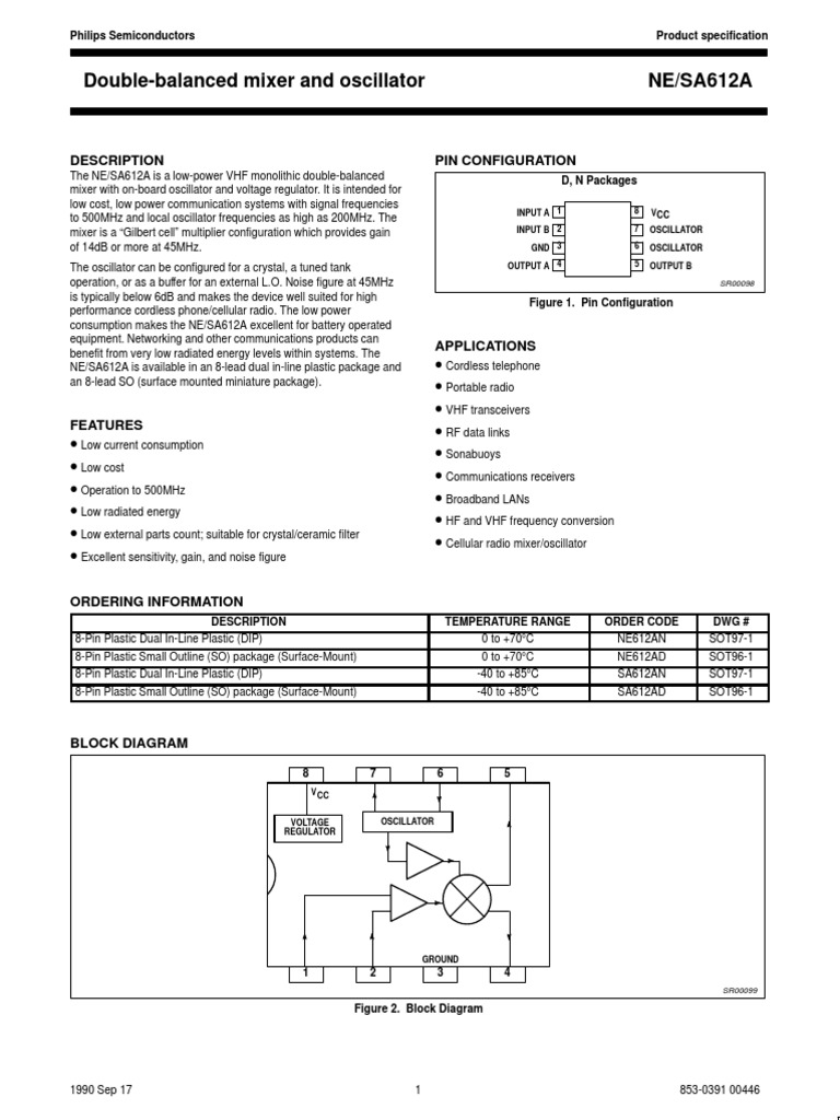 NE/SA612A Mixer and Oscillator Specs | PDF | Electronic Oscillator ...