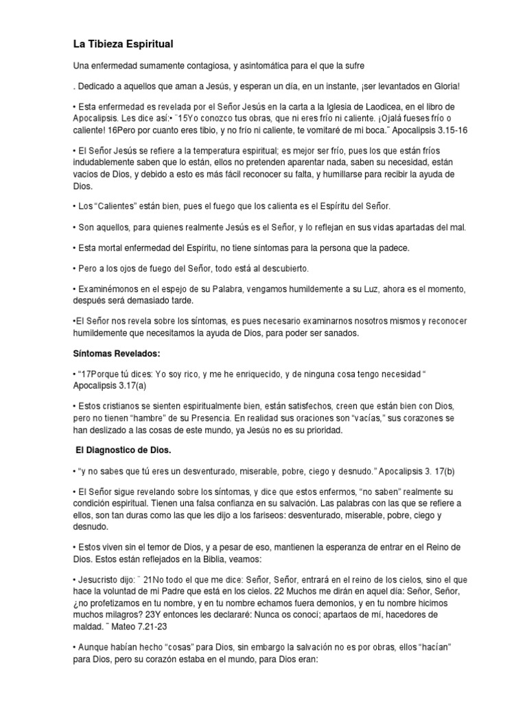 La Tibieza Espiritual | PDF | Dios | Cristo (título)