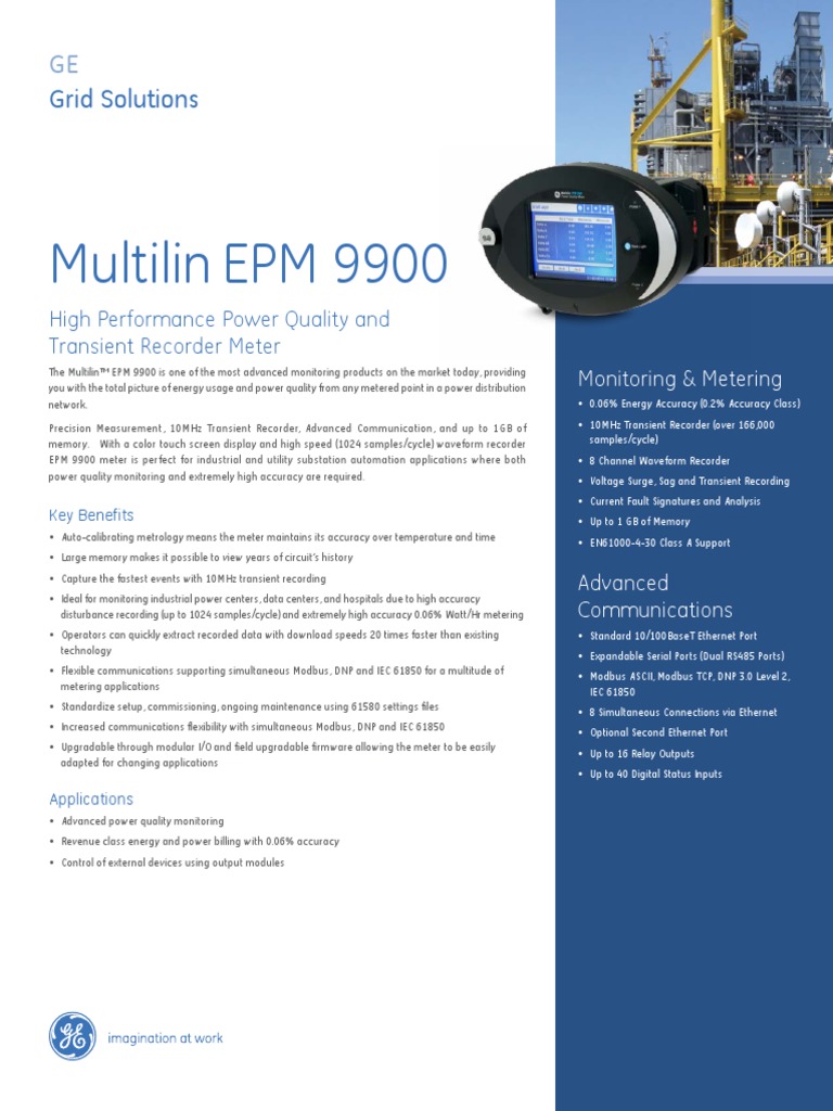 Multilin EPM 9900: GE Grid Solutions | PDF | Scada | Relay