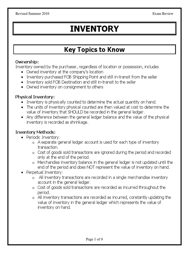 Inventory: Key Topics To Know | PDF | Cost Of Goods Sold | Inventory