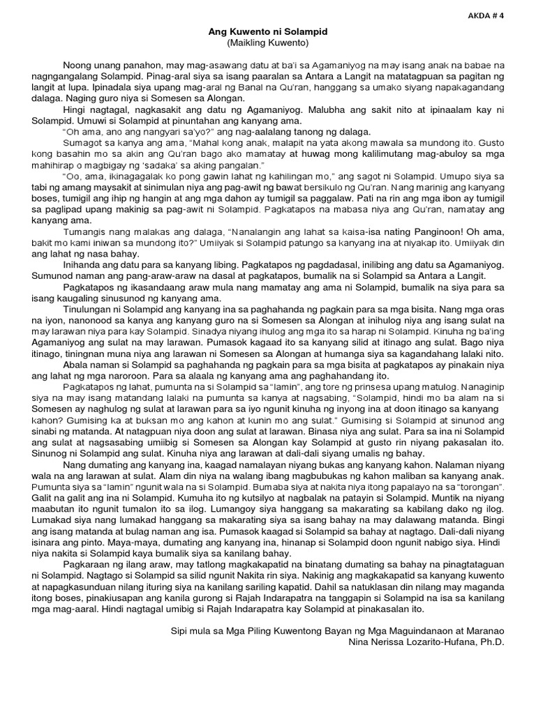Ang Kuwento Ni Solampid | PDF