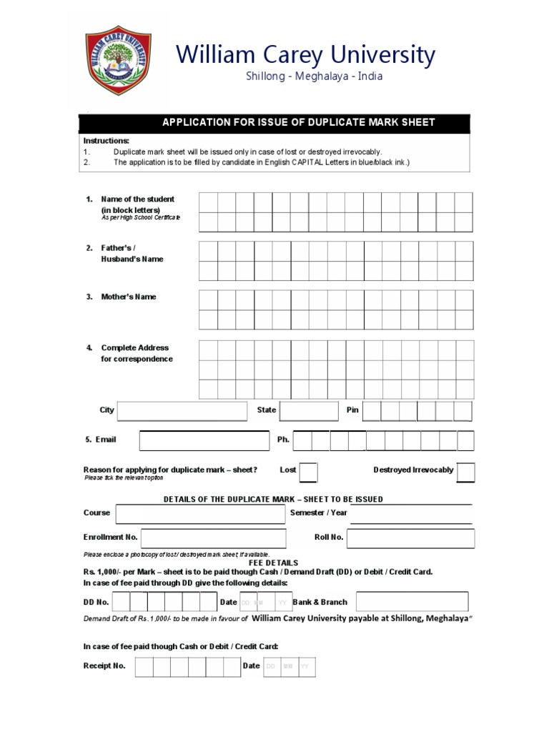 Duplicate Mark Sheet Application | PDF | Credit Card | Debit Card